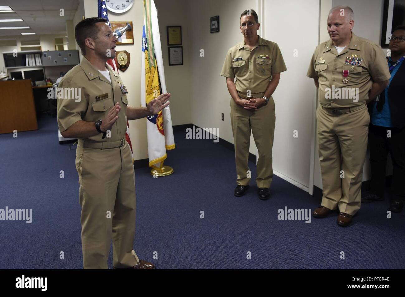 ARLINGTON, Va. (Jul. 19, 2017) Capt. Kevin Quarderer offers remarks ...