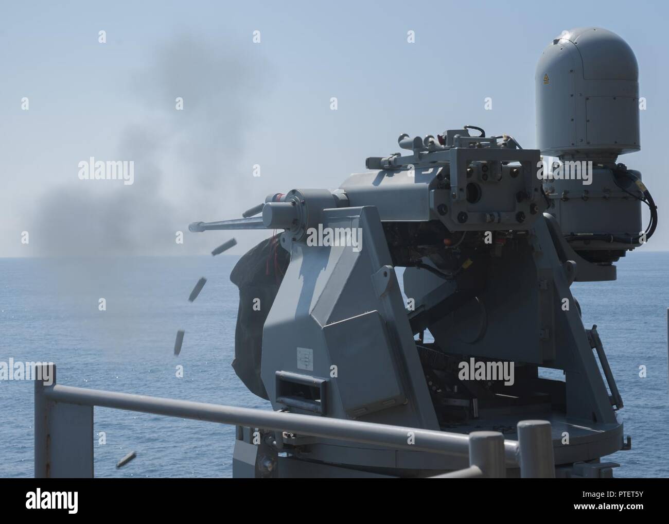 ATLANTIC OCEAN (July 19, 2017) An MK-38 25mm machine gun fires during a ...
