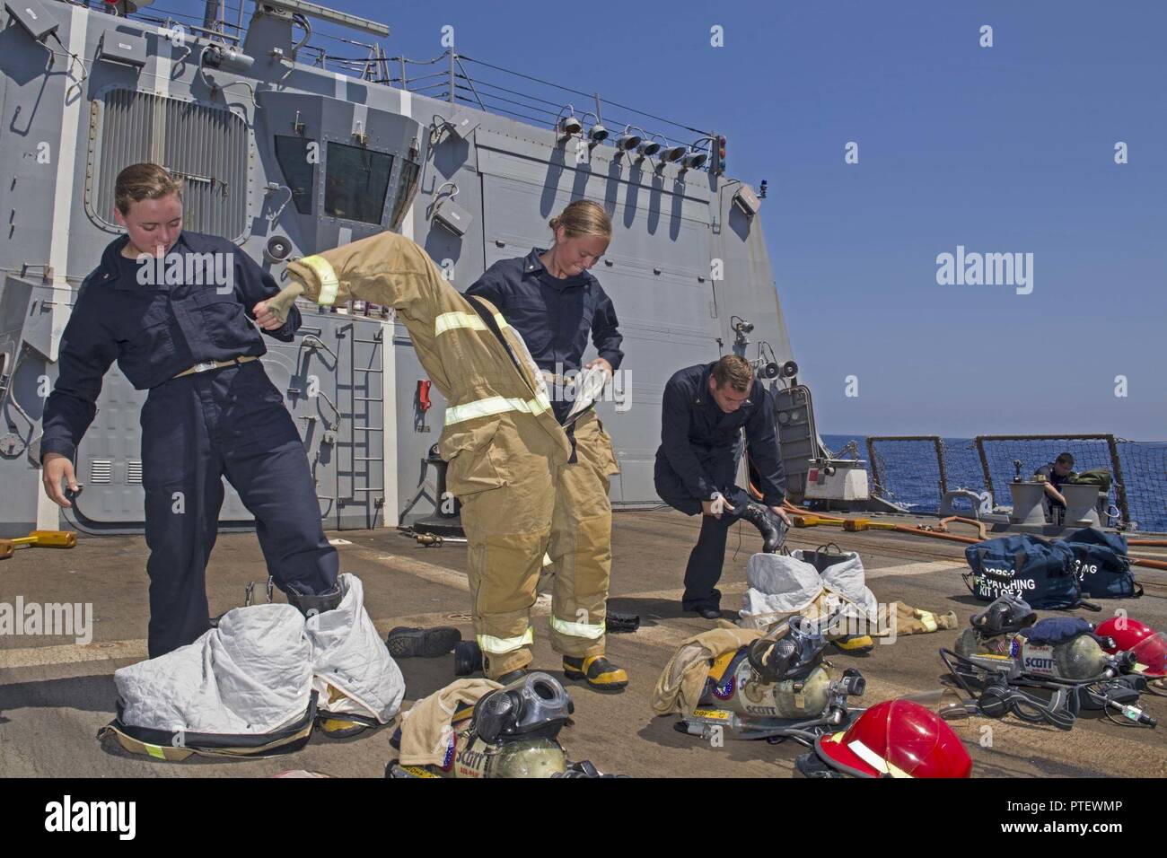 MEDITERRANEAN SEA (July 14, 2017) U.S. Naval Academy midshipmen don ...
