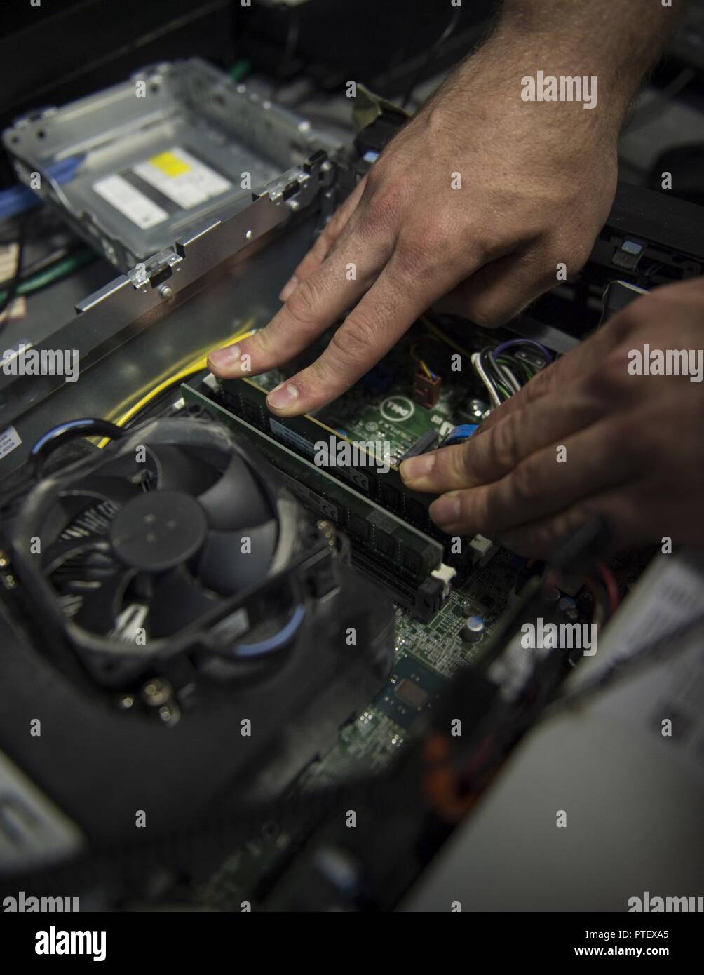U.S. Air Force Senior Airman Andrew Montz, a cyber transport technician ...