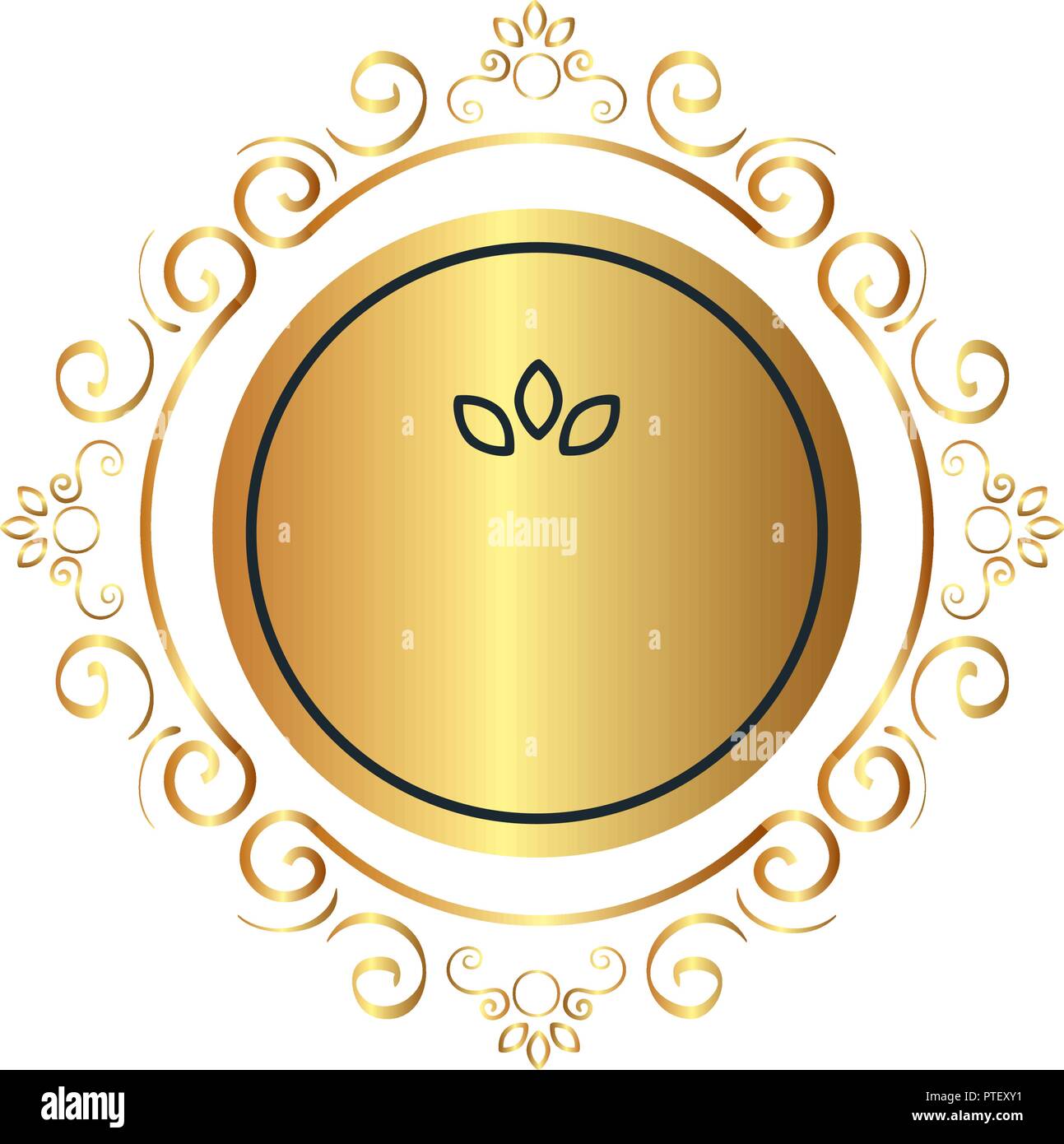 elegant circular golden frame Stock Vector Image & Art - Alamy
