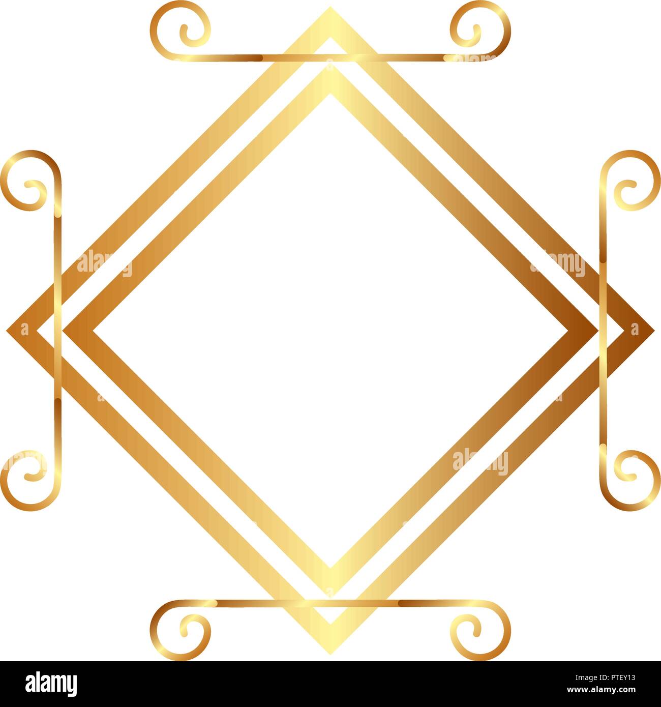 elegant rhombus golden frame Stock Vector Image & Art - Alamy