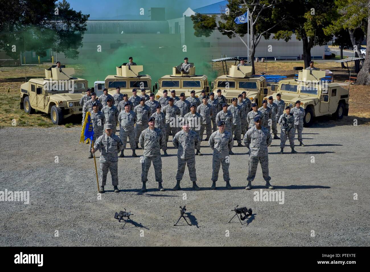 U.S. Air Force Airmen from the 129th Security Forces Squadron pose for ...