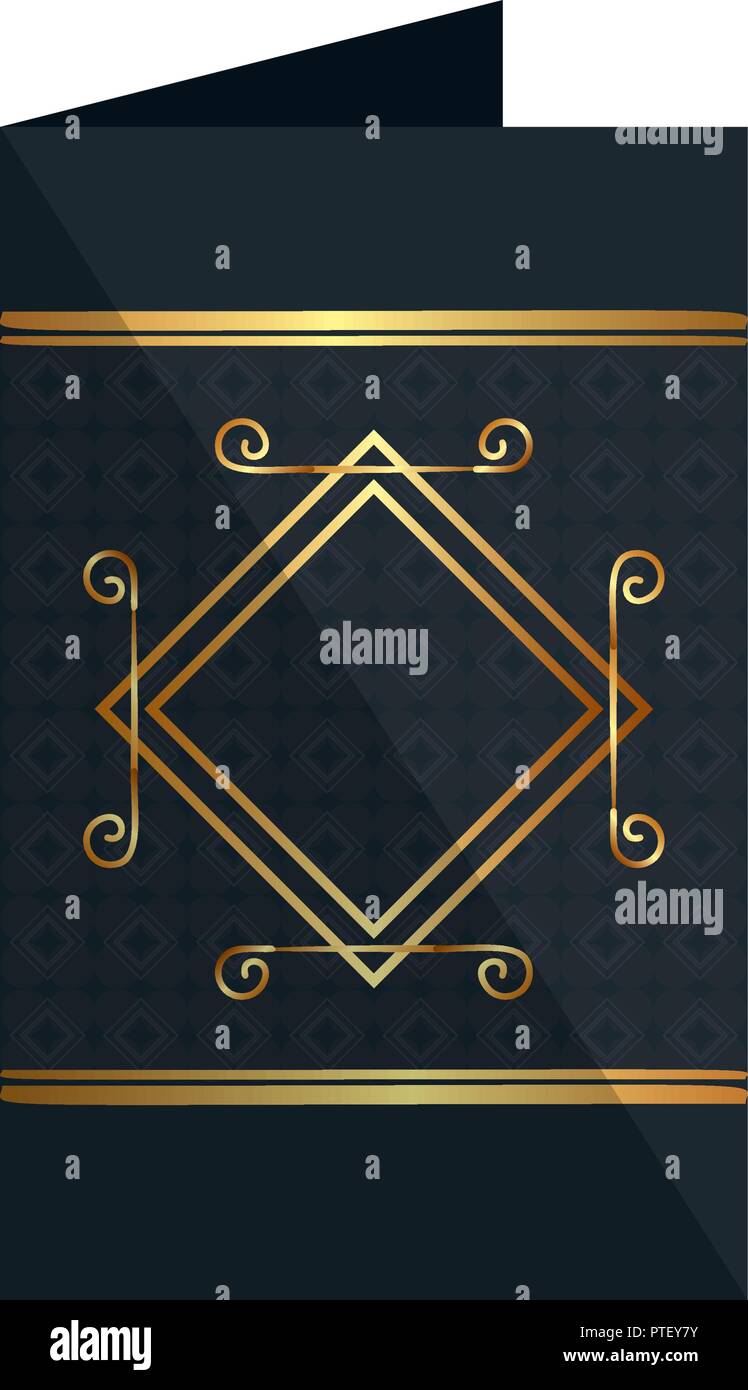 card with elegant rhombus golden frame Stock Vector Image & Art - Alamy