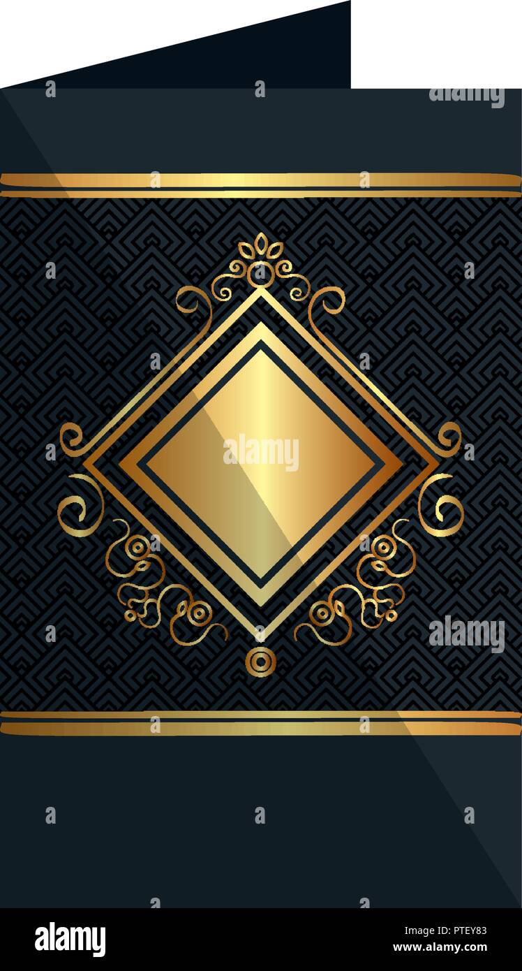 card with elegant rhombus golden frame Stock Vector Image & Art - Alamy