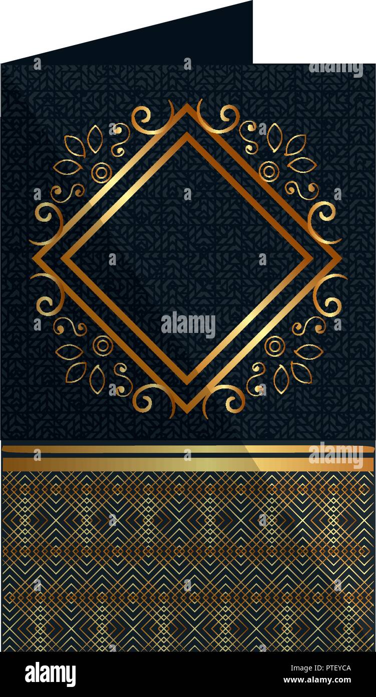 card with elegant rhombus golden frame Stock Vector Image & Art - Alamy