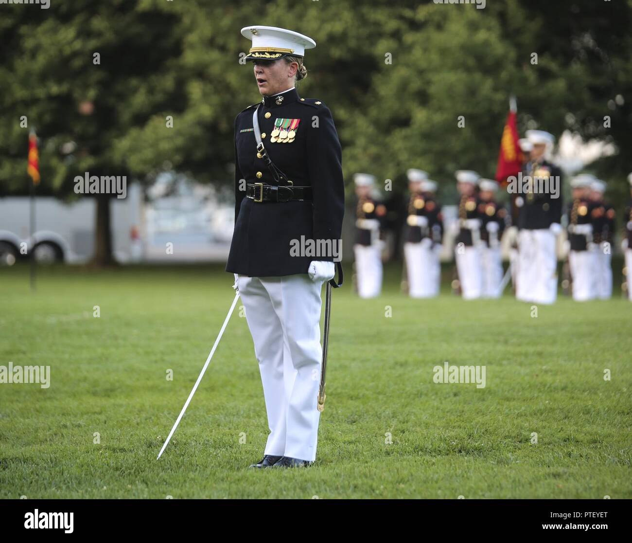 Major Lindsey Jorgensen, parade adjutant, Marine Barracks Washington D ...