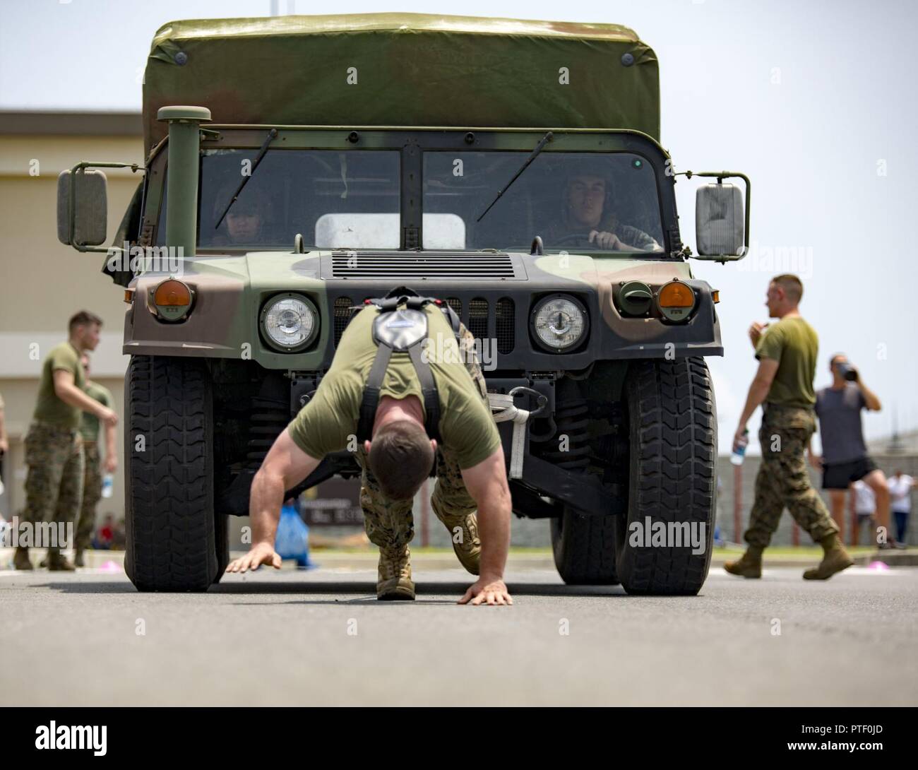 U.S. Marines with Marine Aviation Logistics Squadron (MALS) 12 pull a ...