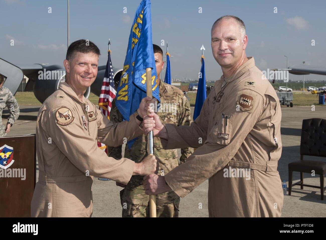 U.S. Air Force Col. Scott Hoffman (right), 447th Air Expeditionary ...
