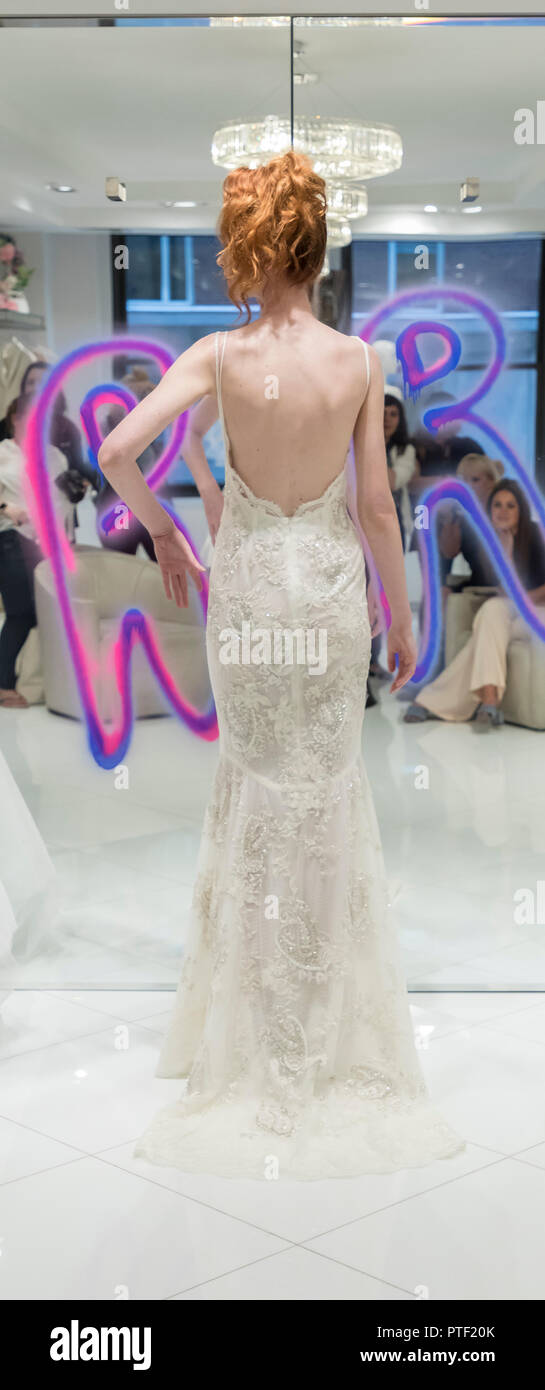 New York, NY, USA - October 3, 2018: Model shows out dress for Randi ...