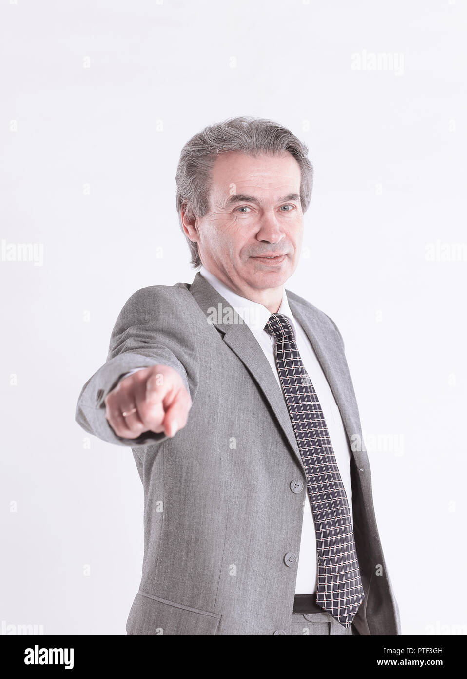 businessman shows his hand forward .isolated on white background Stock ...