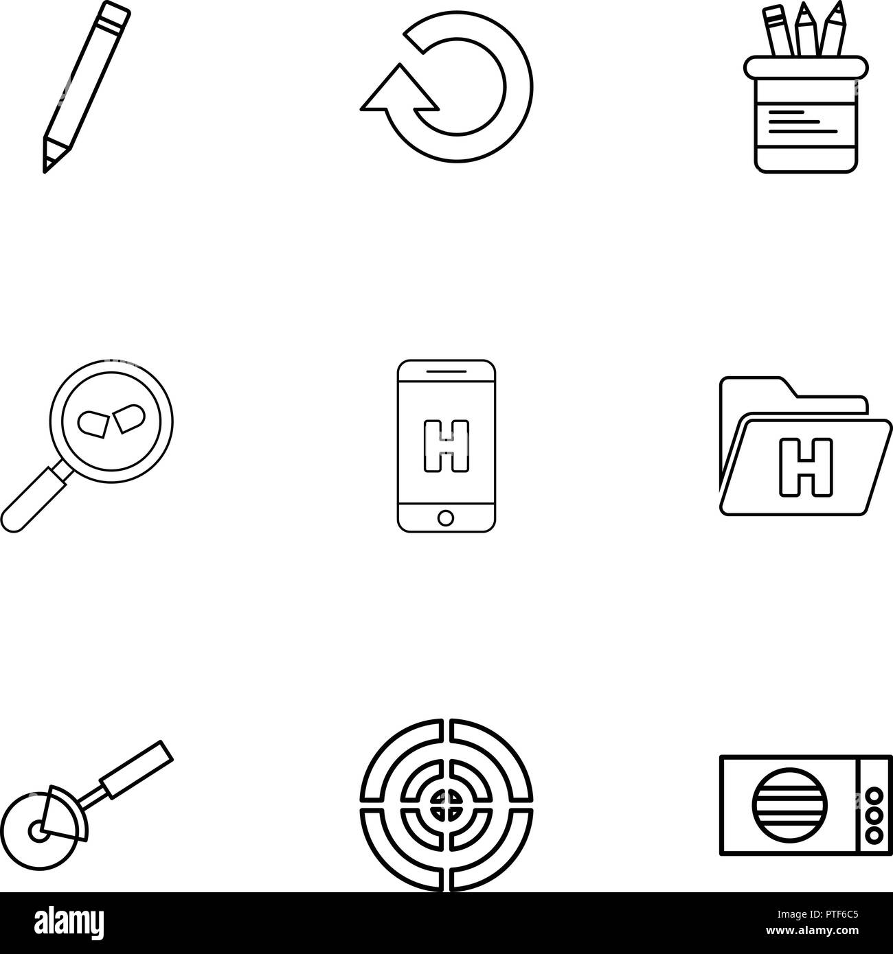 reset , pencil box , search , mobile , health , folder , target , focus ...