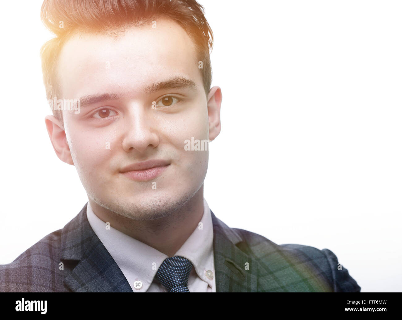 closeup of face of young employee Stock Photo - Alamy