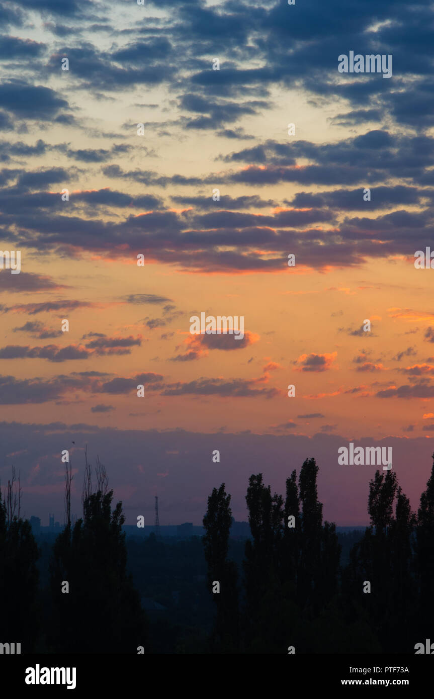 Landscape with dramatic light - beautiful golden sunset with saturated ...
