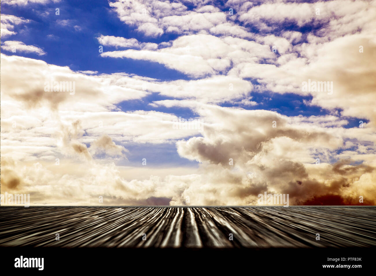 wooden floor and beautiful sky at sunset, background image, freedom ...