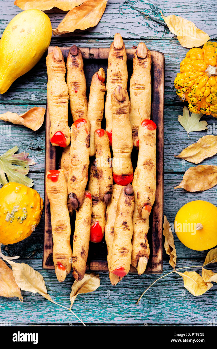 Homemade cookies in the form of terrible human finger Stock Photo - Alamy
