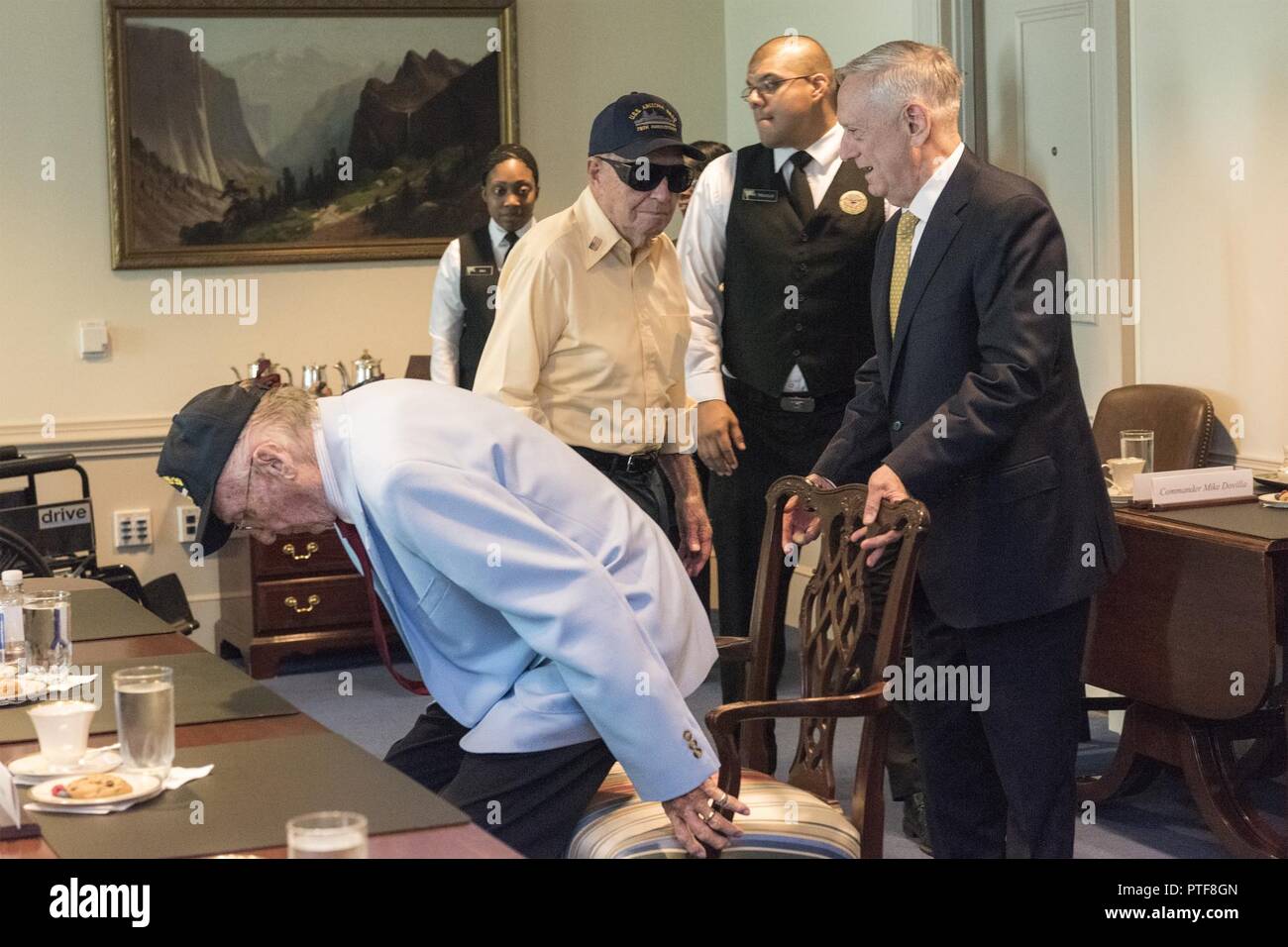 Secretary of Defense Jim Mattis helps USS Arizona survivor Donald ...