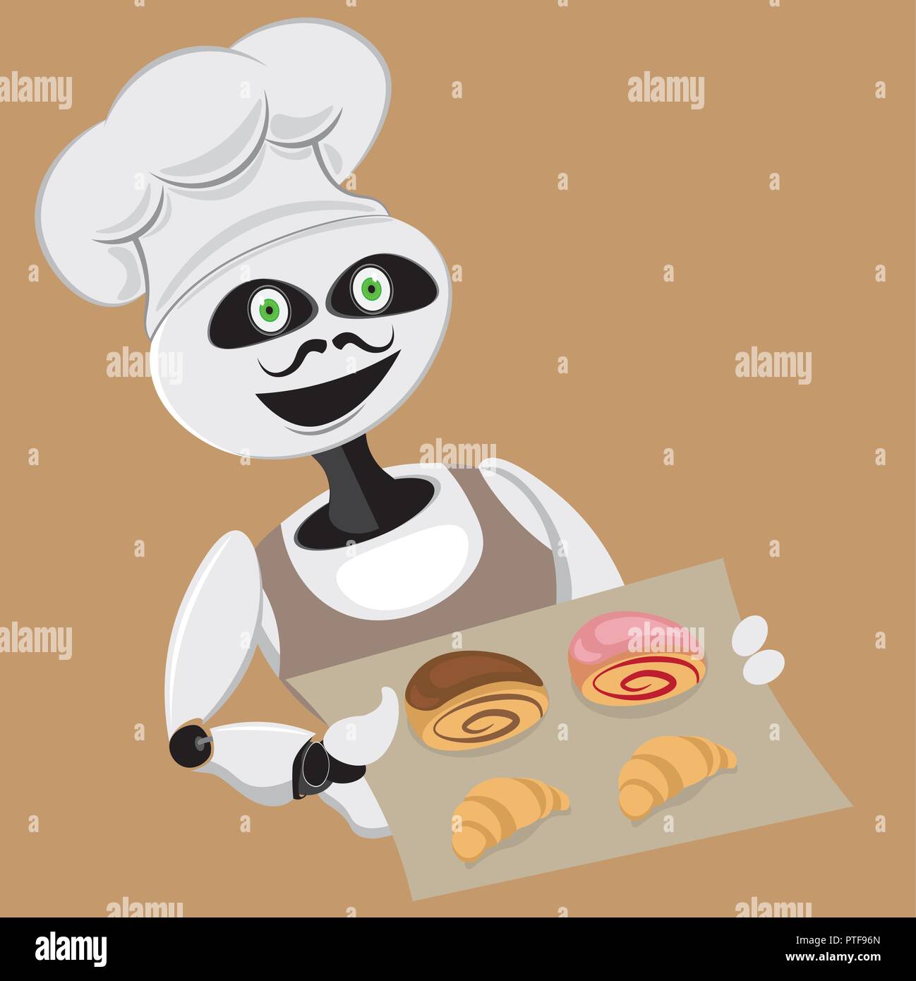 Robot chef cook. Vector illustration on the theme of robotics and high ...