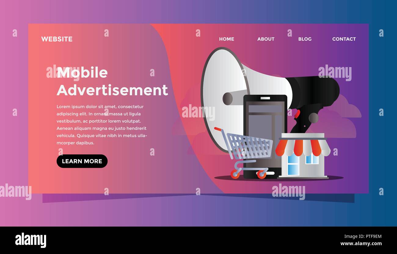 Mobile advertisement concept. Ready to use vector illustration ...