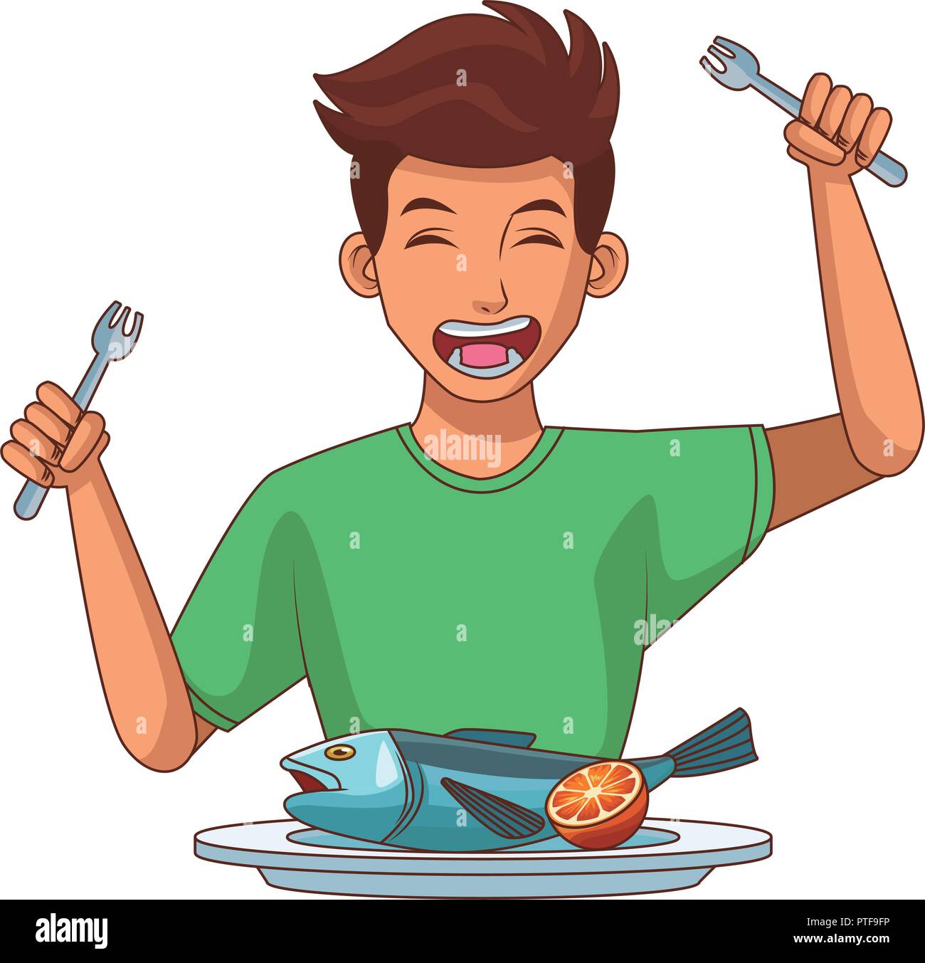 Man Eating Fish Clipart
