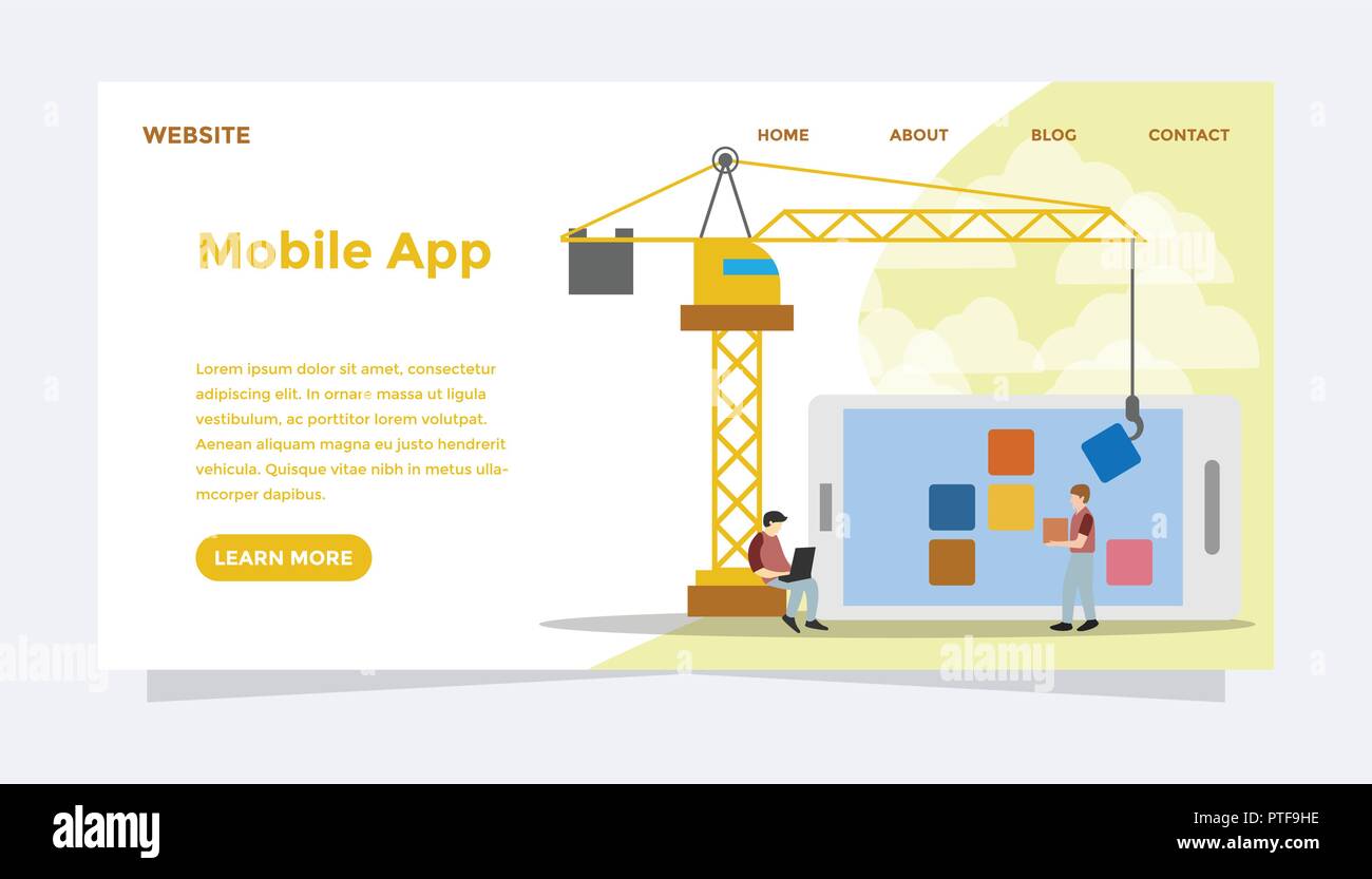 Mobile app development concept. Ready to use vector illustration ...