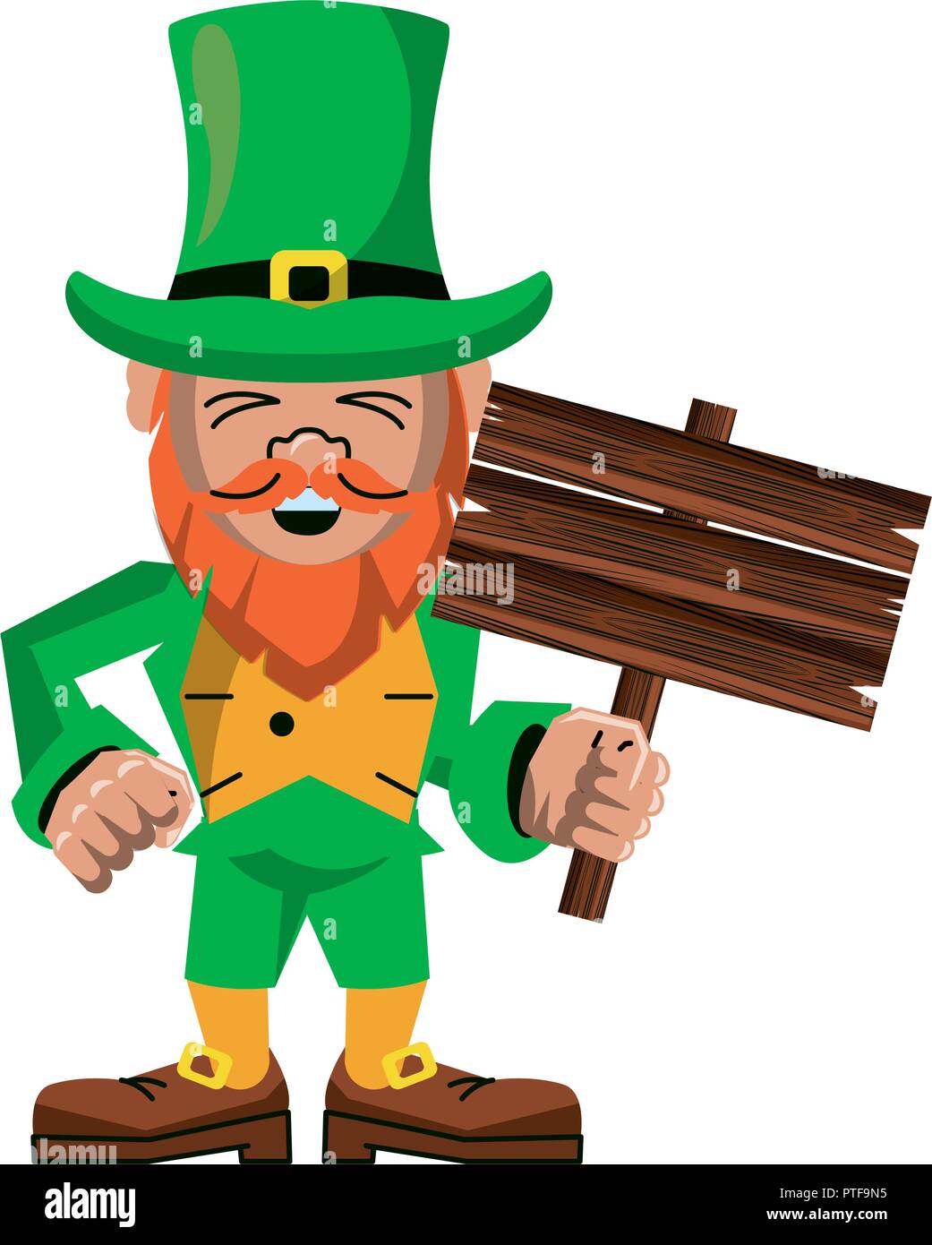 Irish elf with wooden sign Stock Vector Image & Art - Alamy
