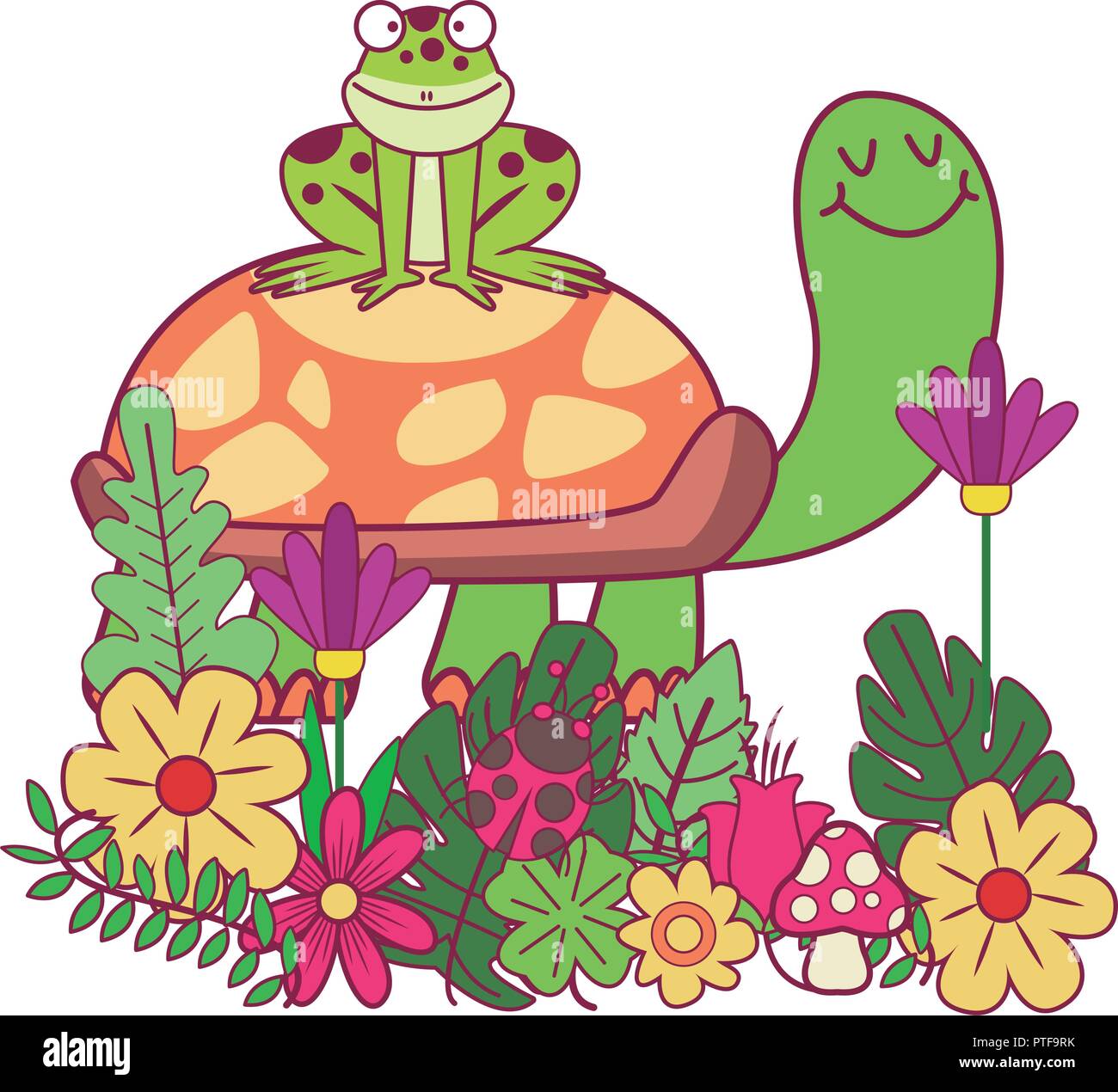 Frog on turtle cartoons Stock Vector Image & Art - Alamy