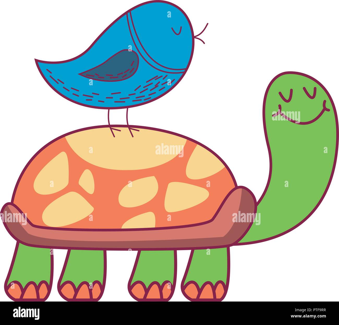 Bird on turtle in Stock Vector Images - Alamy
