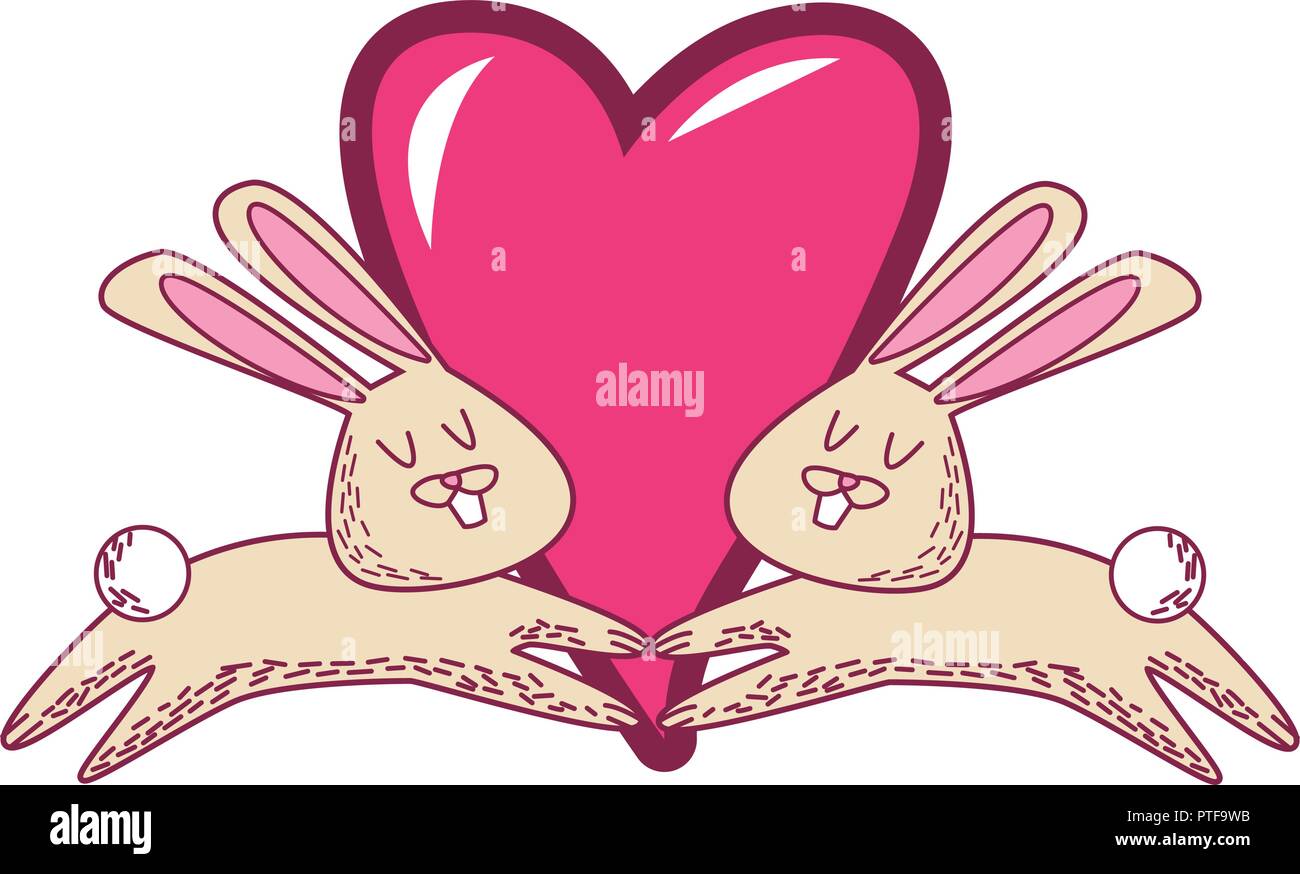 Rabbits jumping on heart Stock Vector Image & Art - Alamy