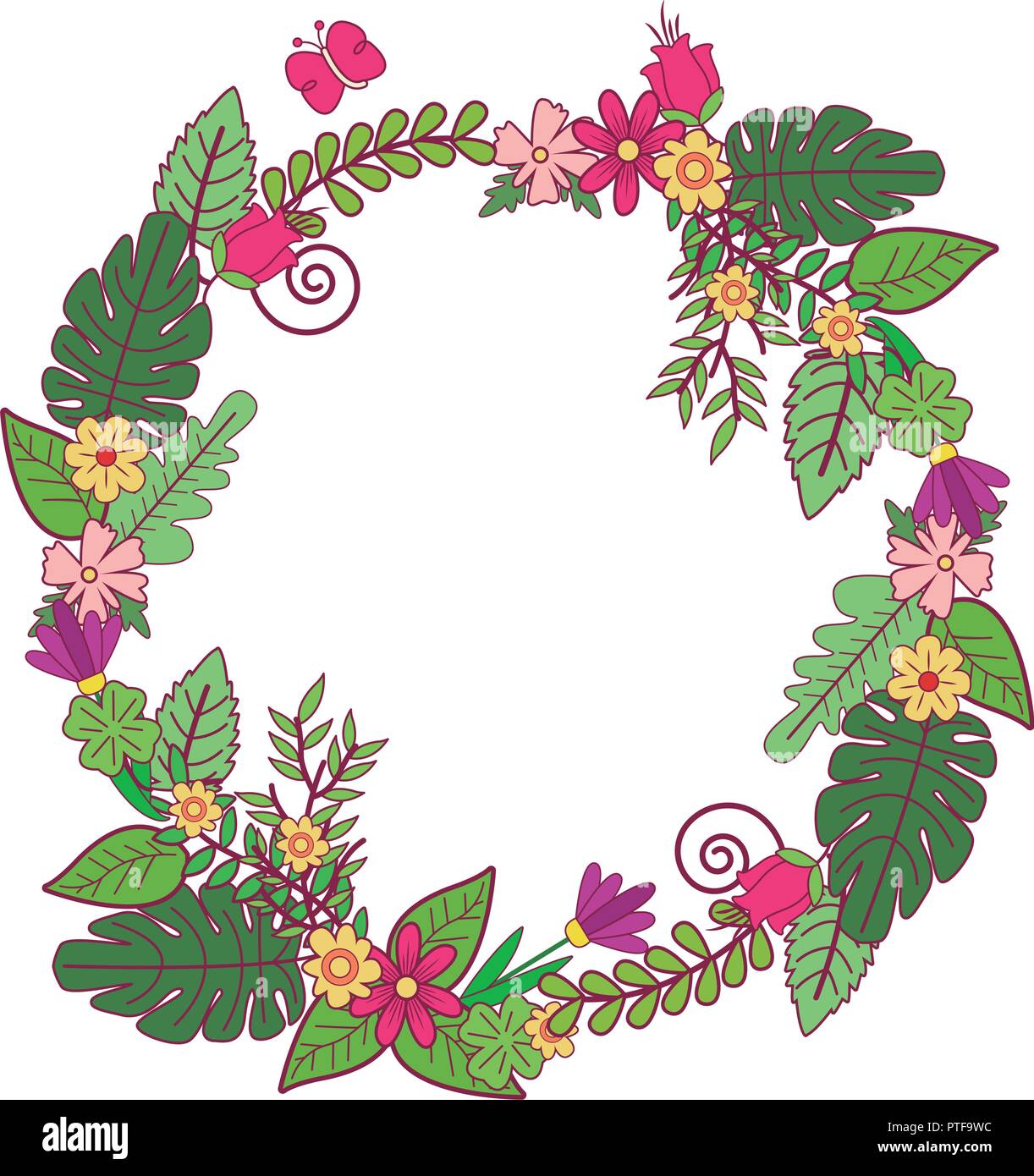 Pink floral wreath clipart Stock Vector Images - Alamy