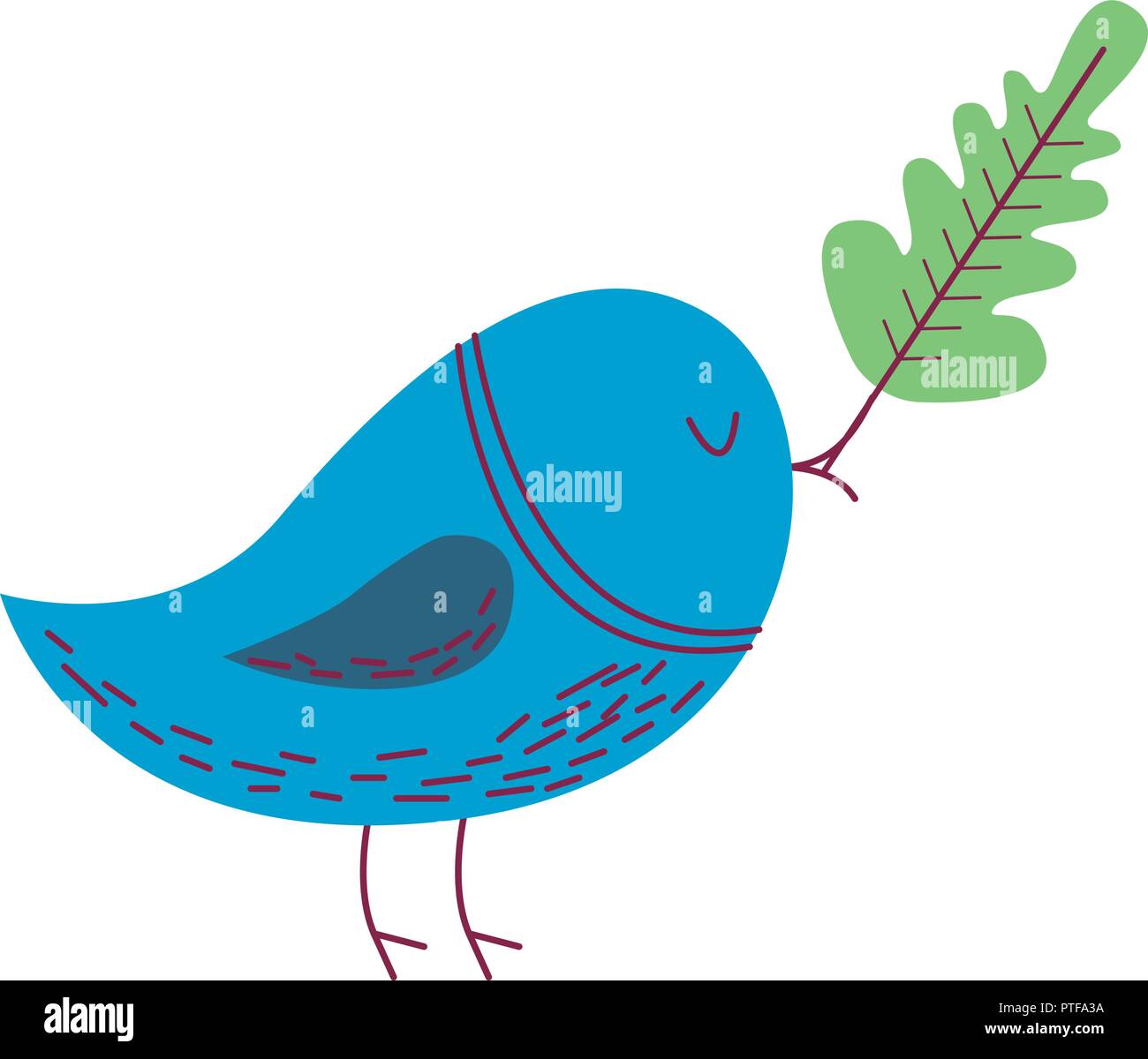 Blue bird with leaf Stock Vector Image & Art - Alamy