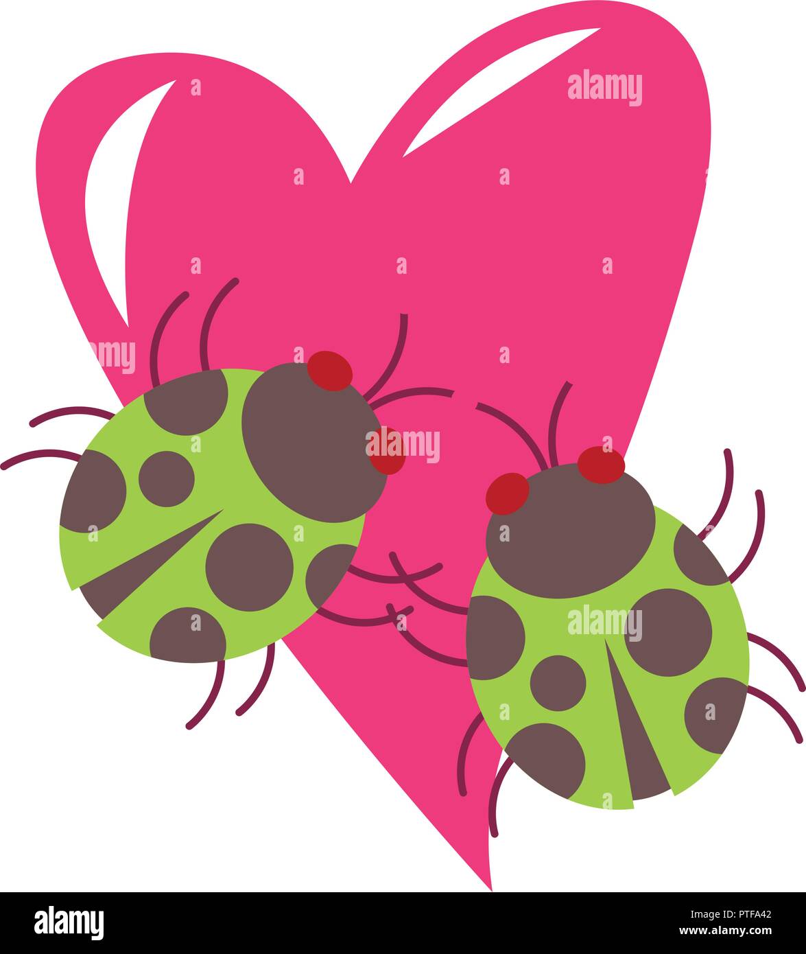 Ladybugs in love on heart Stock Vector Image & Art - Alamy