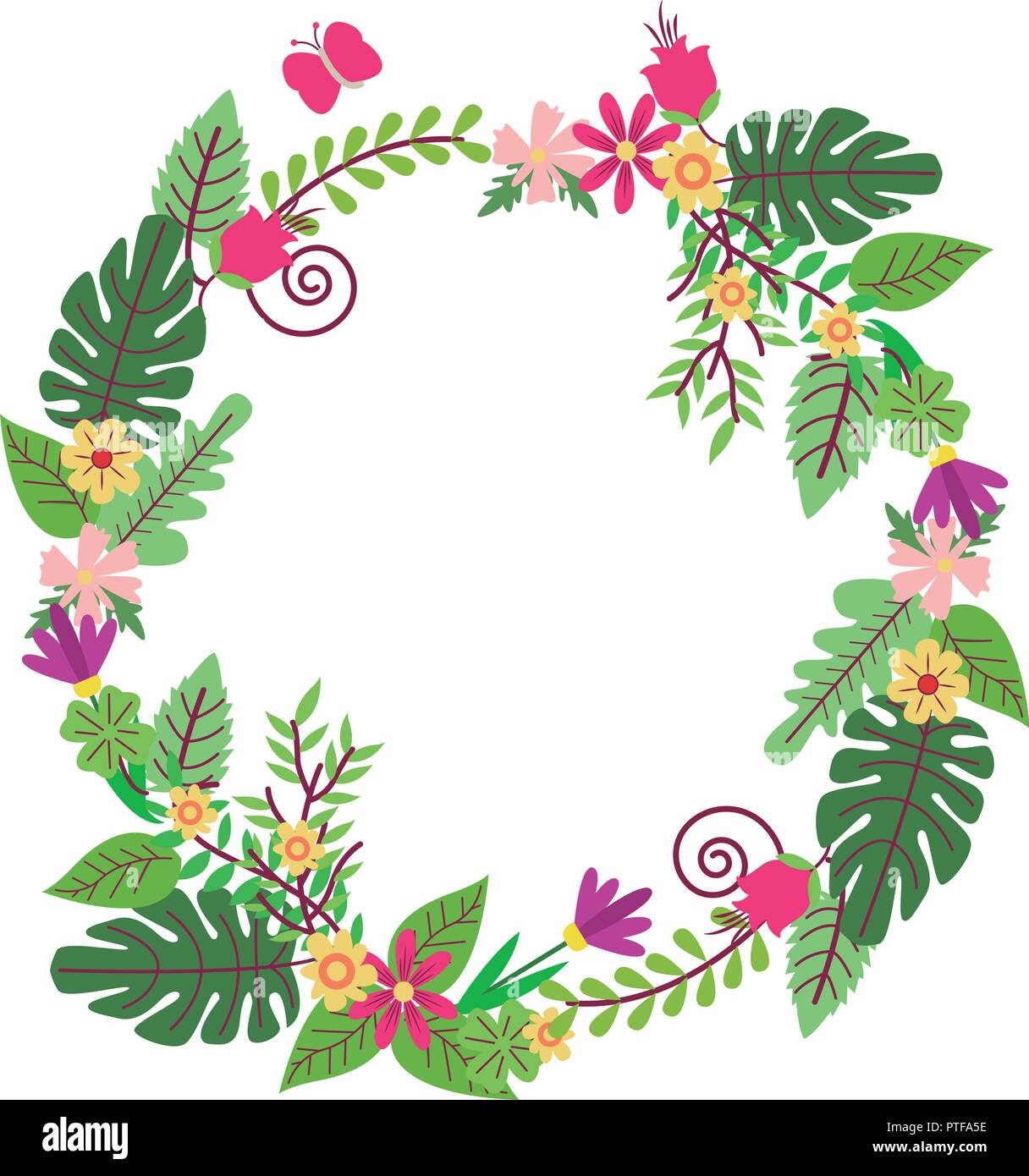 Pink floral wreath clipart Stock Vector Images - Alamy