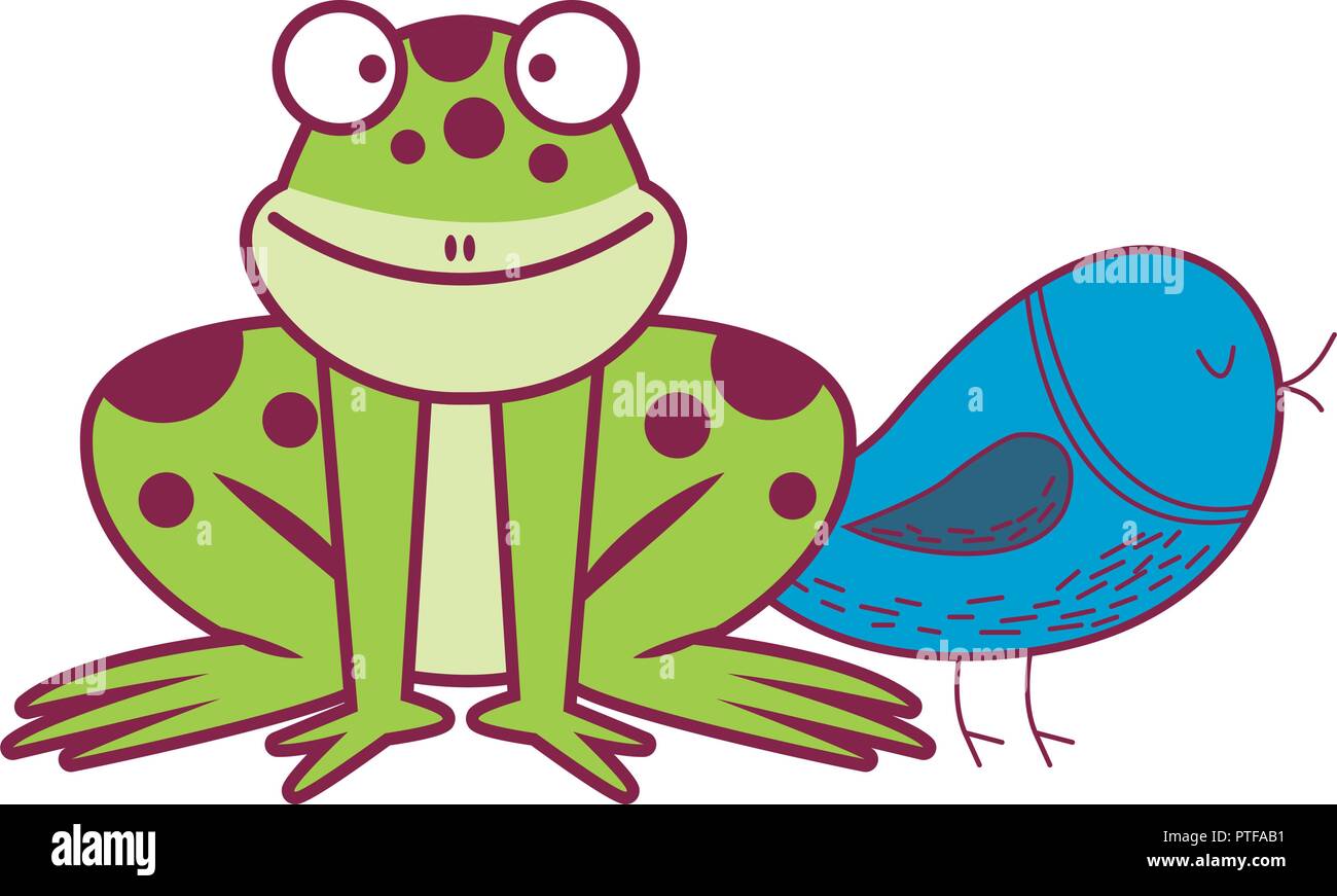 Frog and blue bird Stock Vector Image & Art - Alamy