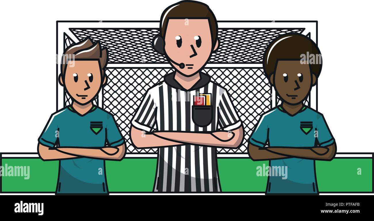 Soccer players and referee Stock Vector Images - Alamy