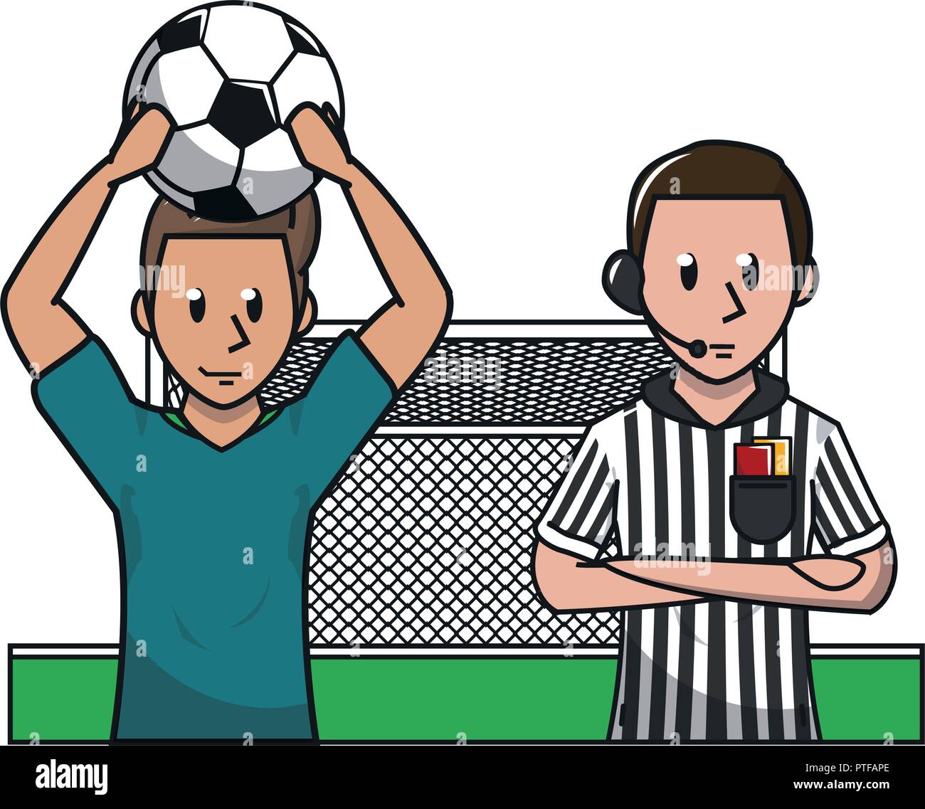 Footballer and referee Stock Vector Images - Alamy