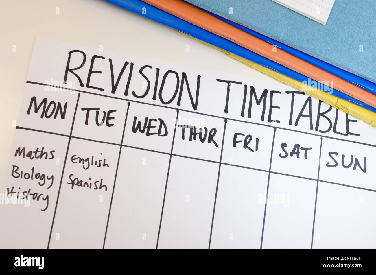 Revision or study timetable concept Stock Photo - Alamy