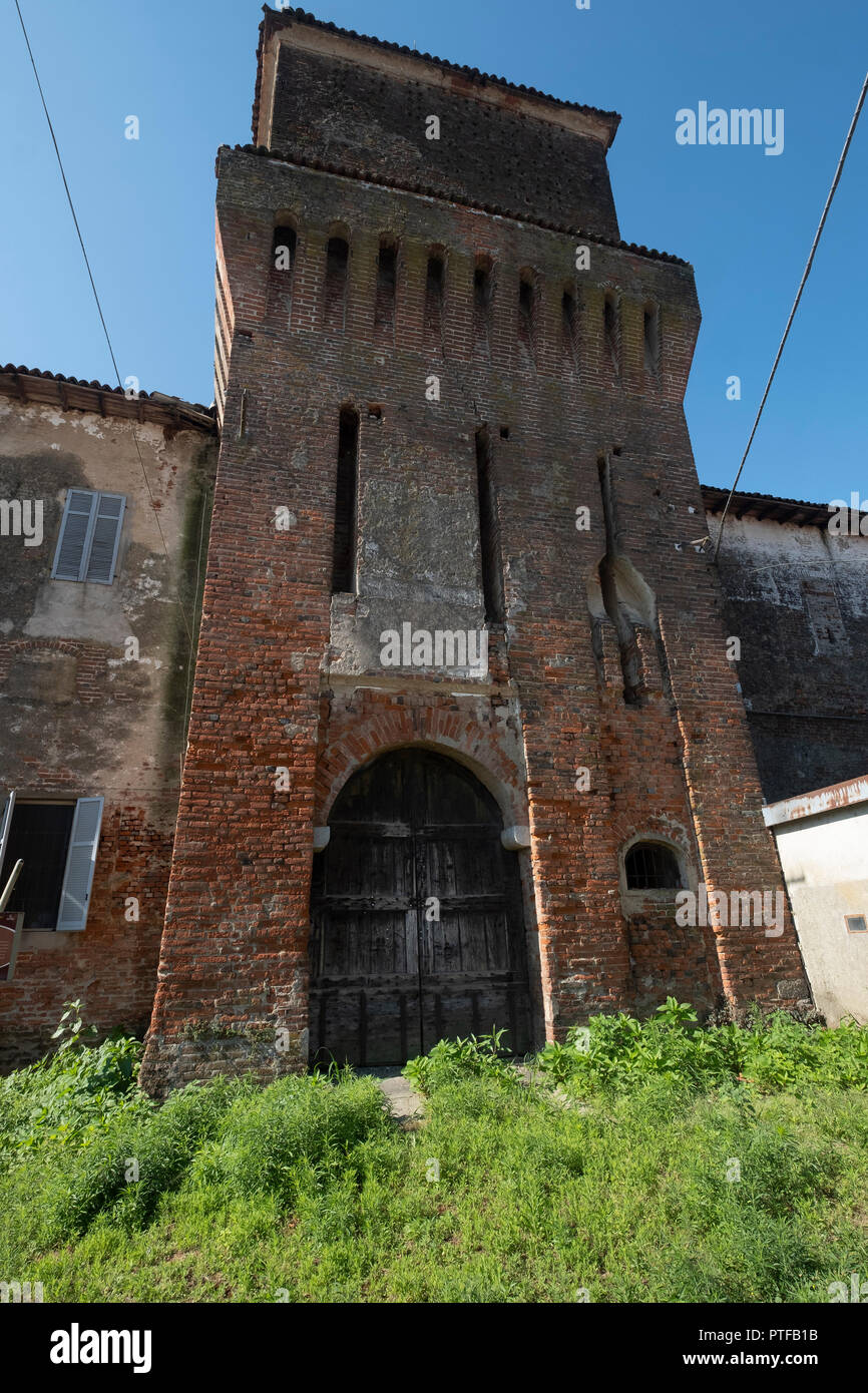 Lignana, Vercelli, Piedmont, Italy: exterior of the medieval castle ...