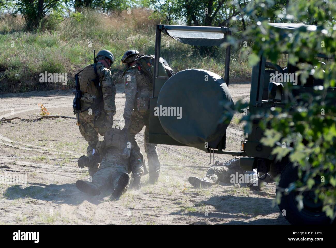 Hungarian special operations forces evacuate a simulated casualty July ...