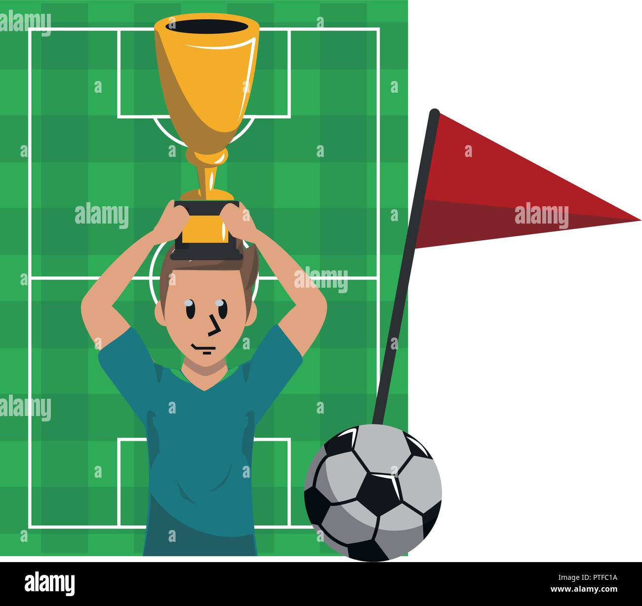 Soccer player holding ball flag Stock Vector Images - Alamy