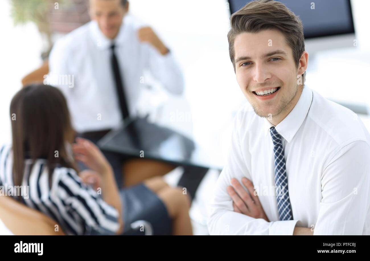 closeup.young employee of the company Stock Photo - Alamy