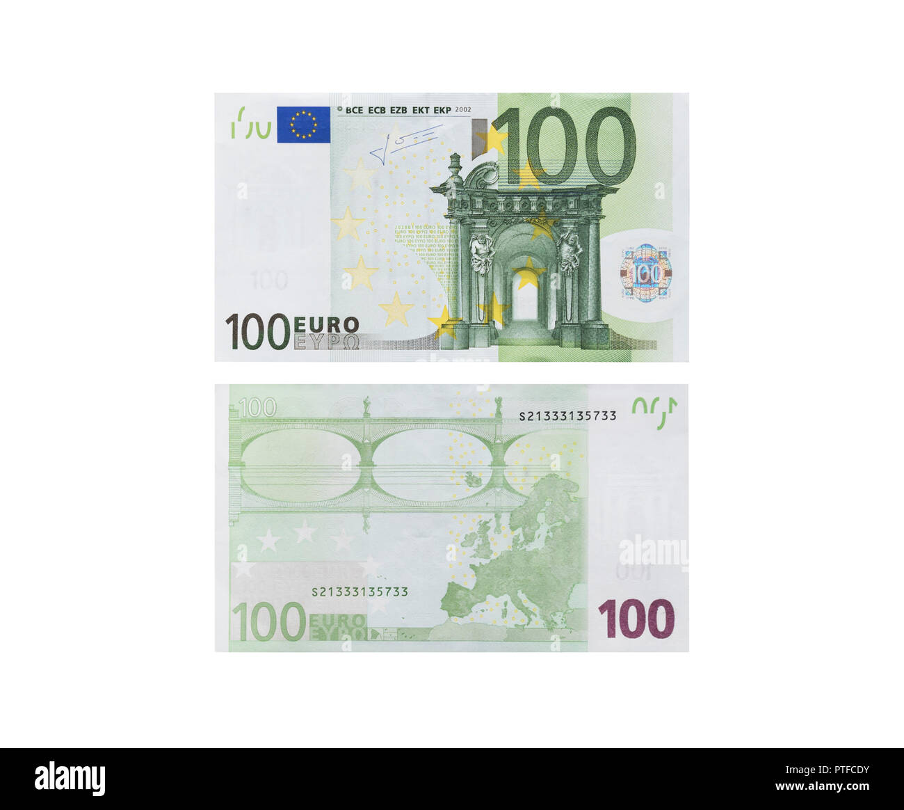 hundred euros isolated on white background, economy Stock Photo - Alamy