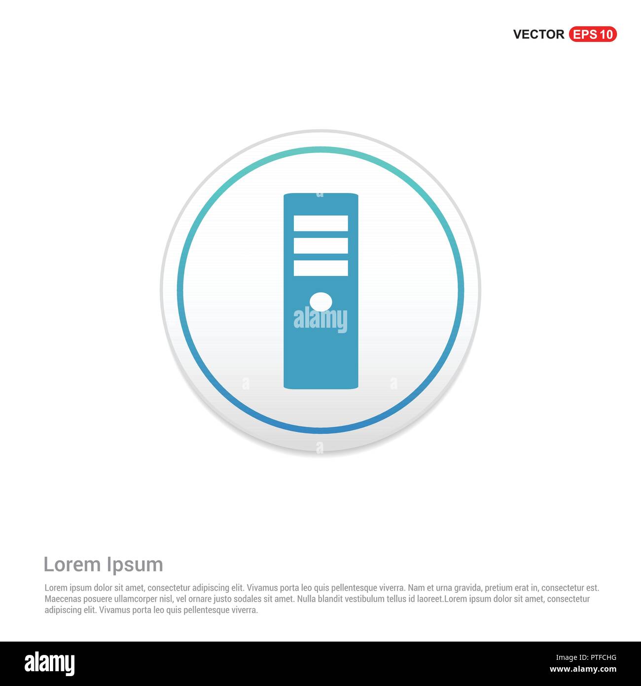 CPU Tower Icon - white circle button Stock Vector Image & Art - Alamy