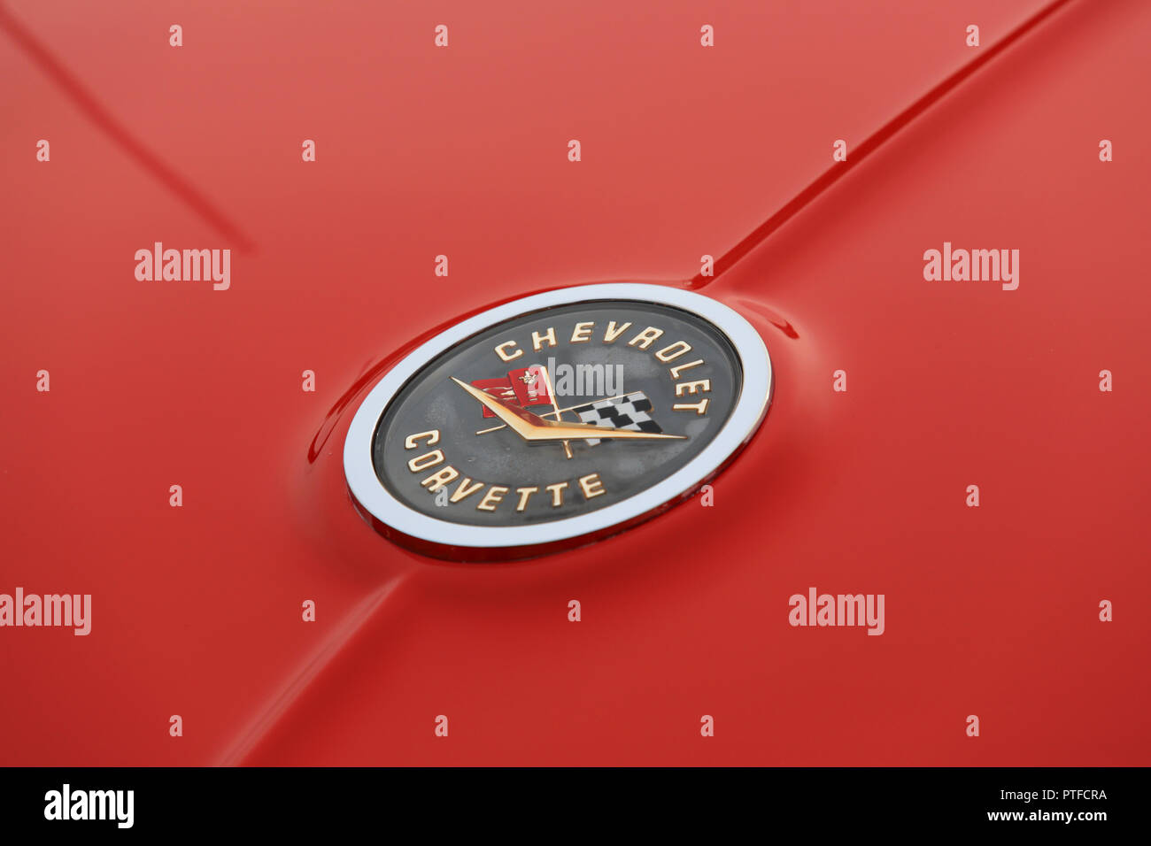 Badge on a red 1970`s Chevrolet Corvette Stock Photo - Alamy