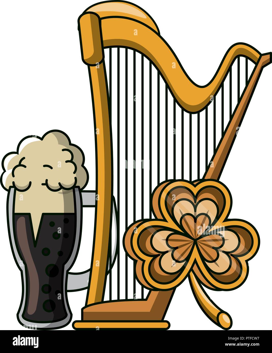 Vintage celtic harp illustration hi-res stock photography and images ...