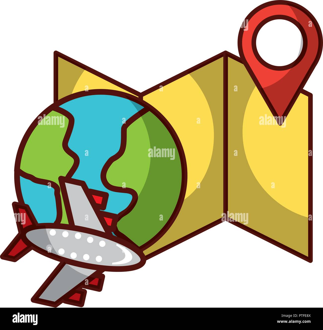 airplane world map location travel vacations Stock Vector Image & Art ...