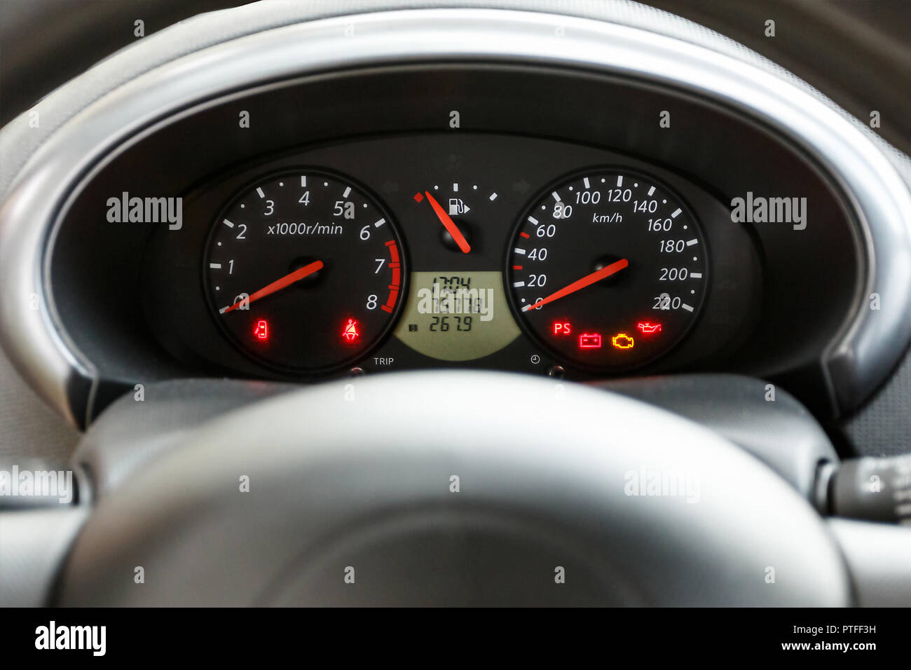 Dashboard close up, car interior, day time Stock Photo - Alamy