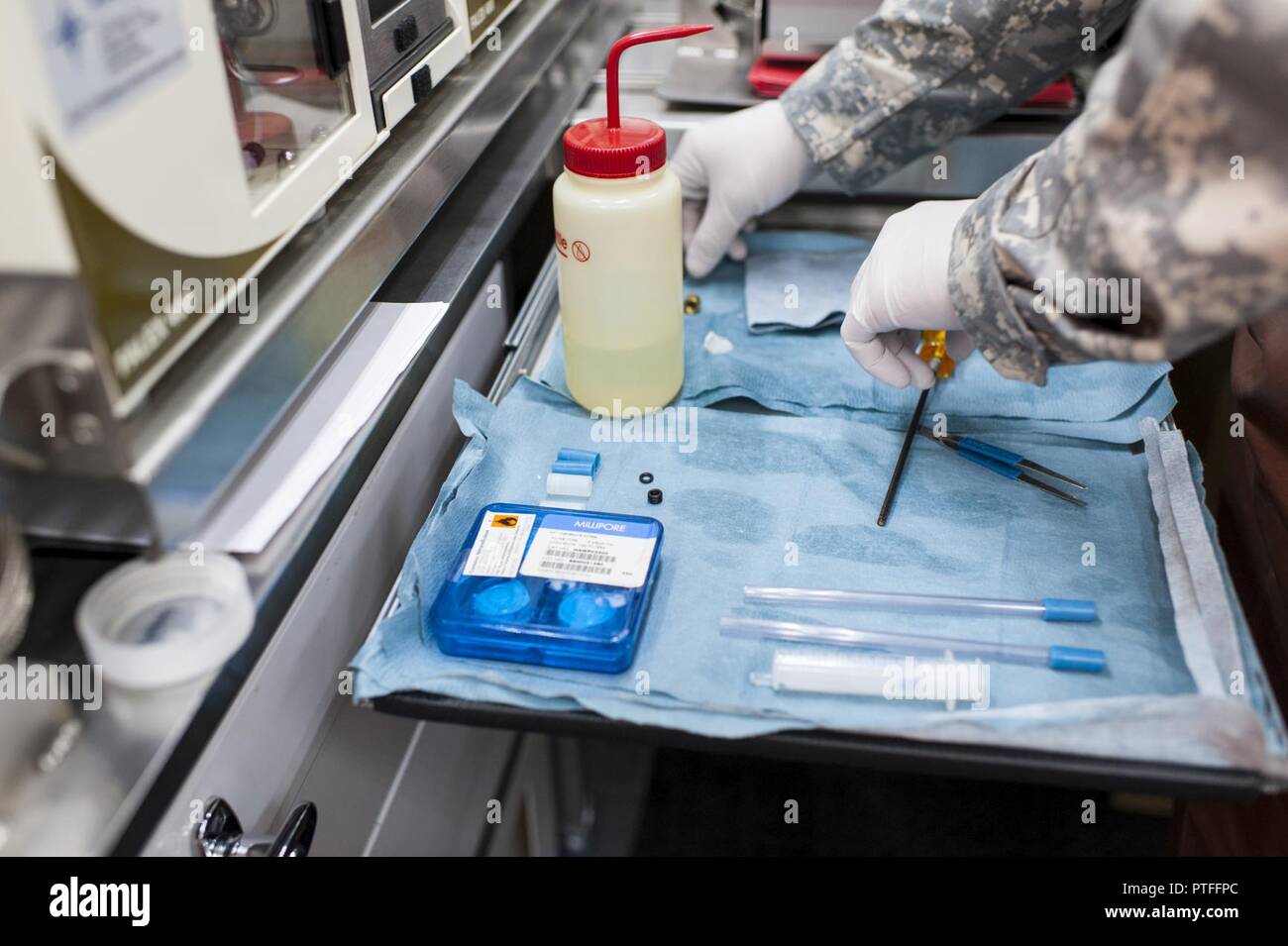 U.S. Army Reserve Spc. Andrew Price, a petroleum lab specialist with ...