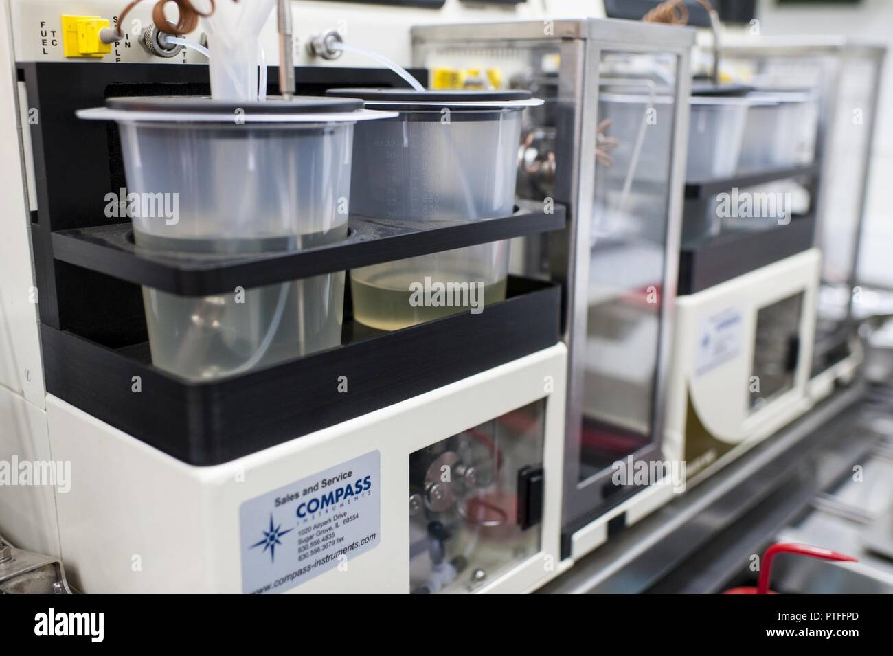 A fuel sample is tested in the petroleum lab during QLLEX 2017, July 21 ...