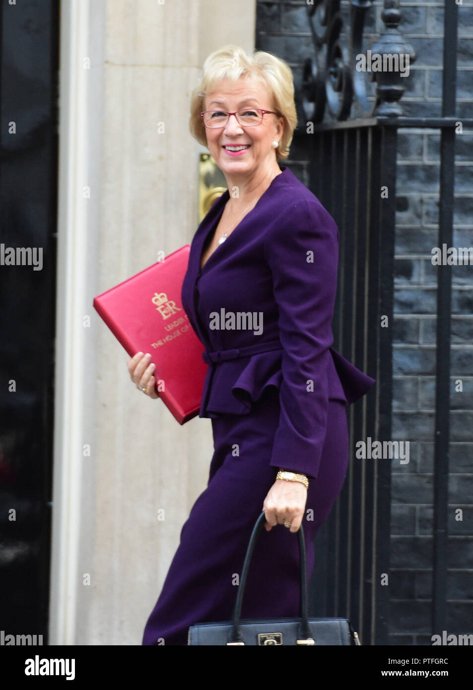 Leader of the House of Commons Andrea Leadsom arrives in Downing Street ...